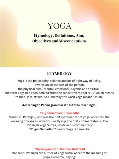 11 Yoga Etymology Definitions Aim Objectives And Misconceptions