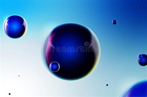 Bolhas De Sabão Azul Realistas Sobre Um Fundo Desfocado Ilustração