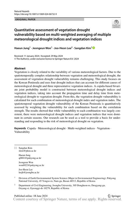 Quantitative Assessment Of Vegetation Drought Vulnerability Based On Multi Weighted Averaging Of
