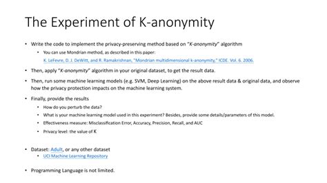 K Anonymity Experiment Privacy And Machine Learning