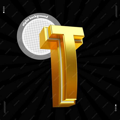 Premium Psd 3d Render Letter T Font Uppercase Gold