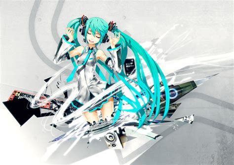 Safebooru 1girl Aqua Hair Bare Shoulders Closed Eyes Detached Sleeves