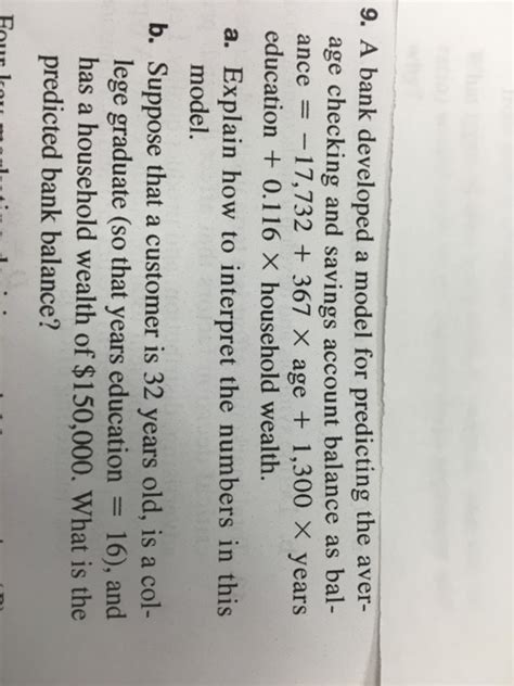 Solved A Bank Developed A Model For Predicting The Average