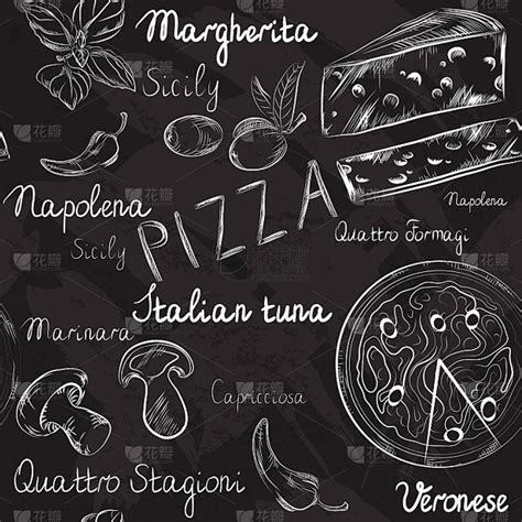 无缝模式与比萨菜单素材 花瓣网
