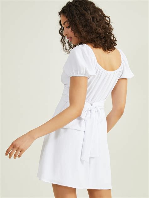 Elsie Puff Sleeve Dress In White Altard State