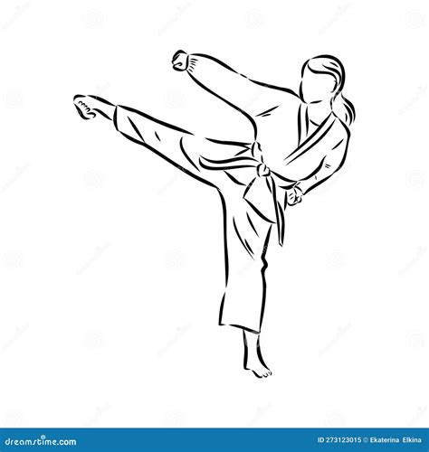 Illustration Of Taekwondo Hand Drawn Stock Vector Illustration Of