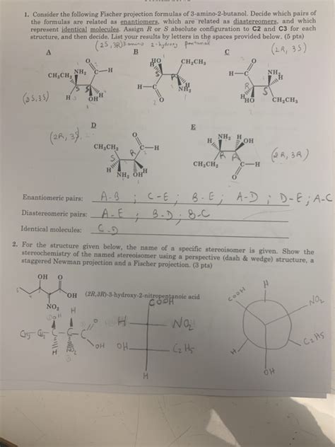 Solved Consider The Following Fischer Projection Formulas Chegg