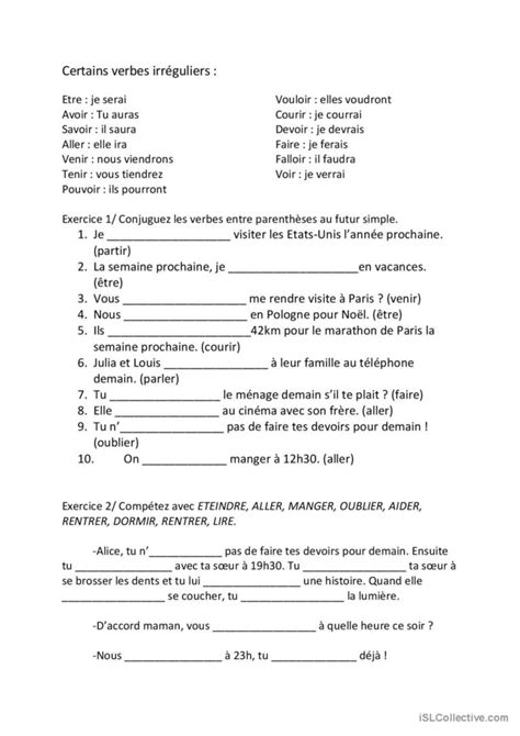 Le Futur Simple Guide De Grammaire Français Fle Fiches Pedagogiques