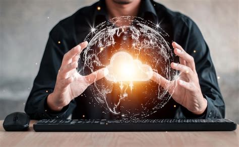 Premium Photo Businessman Holding Global Network Connection Big Data