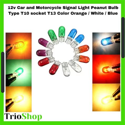 12v Car And Motorcycle Signal Light Peanut Bulb Type T10 Socket T13