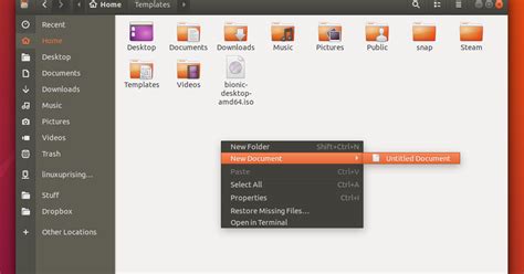 Ubuntu 2010 2004 Or 1804 Add New Document Nautilus Context Menu