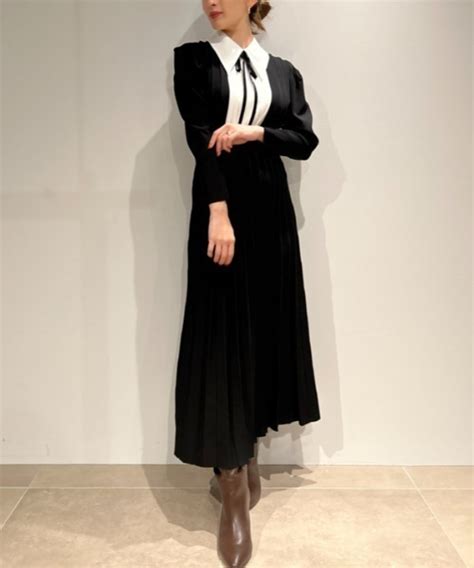 Snidel（スナイデル）の「sustainableブラウスカラードッキングニットワンピース（ワンピース）」 Wear