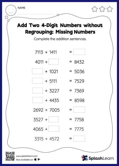 add 4 digit and 3 digit numbers without regrouping vertical addition
