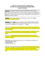 Exploring Pico S Oration On The Dignity Of Man Worksheet Course Hero