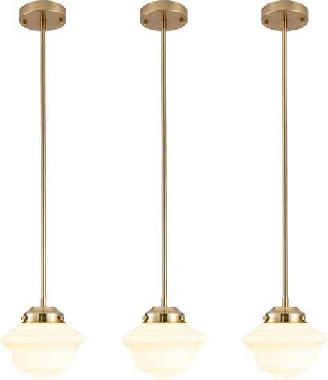 Yadm Farmhouse School House Milk Glass Pendant Light 8 Inch Shade