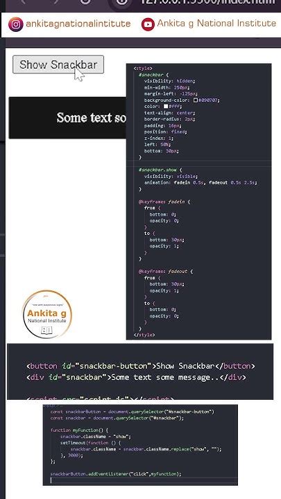 Create A Snackbar Toast With Html Css And Javascript Youtube