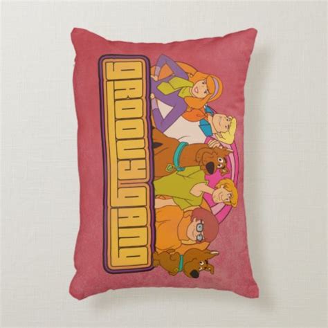 Scooby Doo Groovy Gang Retro Cartoon Graphic Accent Pillow Zazzle