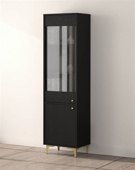 Furnix Vitrine Tonkin Standvitrine Mit Fünf Regalfächern Metallbeine