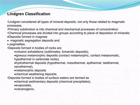 Classification Of Ore Deposits Pptx