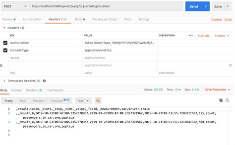 Influxdb V200 Alpha Query Api Via Postman Influxdb 2 Influxdata
