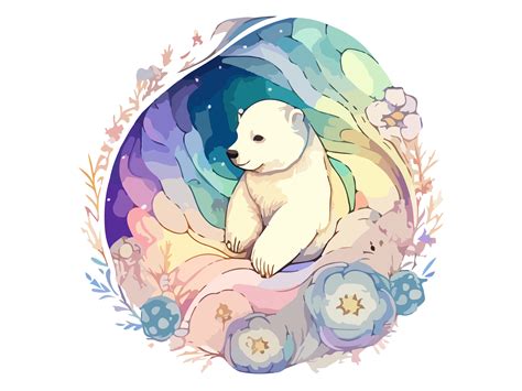 Cute Polar Bear Floral Watercolor Svg Graphic By Phoenixvectorart