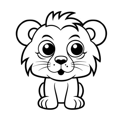 小小獅子著色頁 基本簡單可愛卡通獅子大綱 在白色背景上孤立 兒童彩頁png去背圖片素材免費下載，免摳圖設計圖案下載 Pngtree