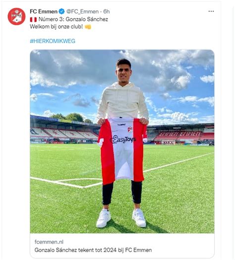 Gonzalo Sánchez sorprende y ficha por el FC Emmen de Miguel Araujo y Fernando Pacheco Infobae