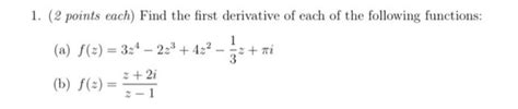 solved 1 2 points each find the first derivative of each