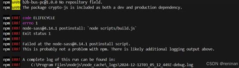 Err Failed At The Node Sass4141 Postinstall Scripterr This Is