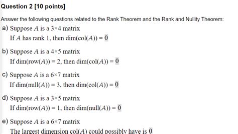 Solved Answer The Following Questions Related To The Rank