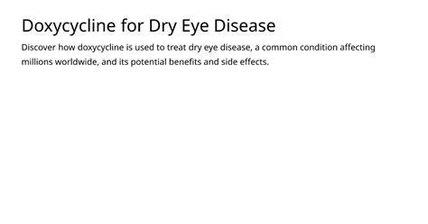Doxycycline For Dry Eye Disease Meds Is