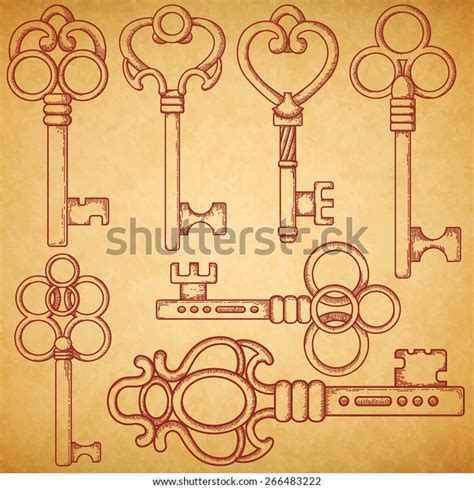 Set Vintage Keys Stock Vector Royalty Free 266483222 Shutterstock