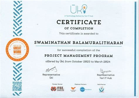 Happy To Announce That I Have Completed My Project Management Program Uki Swaminathan