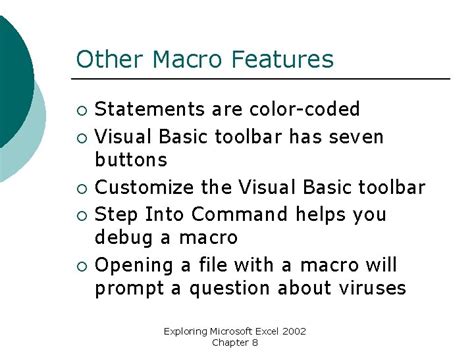 Exploring Microsoft Excel Chapter 8 Automating Repetitive Tasks