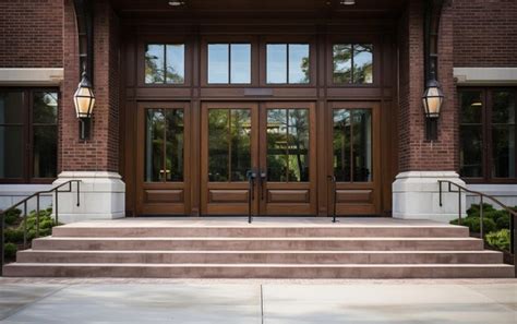 Premium Photo The Main Entrance Door To A Library Example Of The Exterior Of A Classical Building