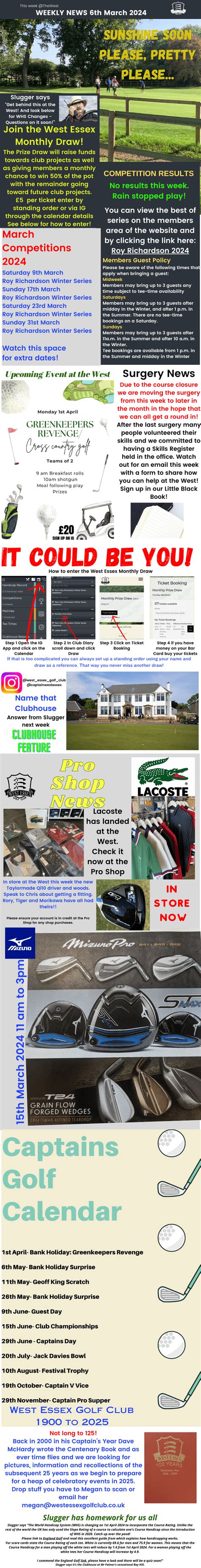 6th March 2024 Newsletter West Essex Golf Club