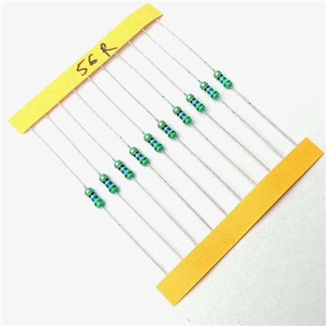 56 Ohm 1 4 Watt Resistor With 5 Tolerance Pack Of 10 Quartzcomponents