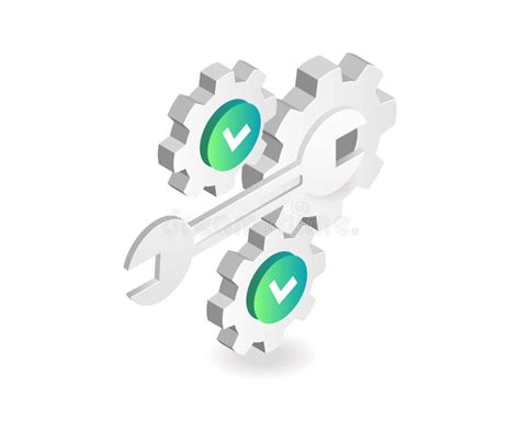 3d Flat Illustration Of Gear Machine Maintenance Symbol Stock