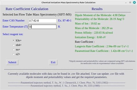 Using Collision Model Based Rate Coefficient Calculator For Ion Molecule Reactions In Ci Ms