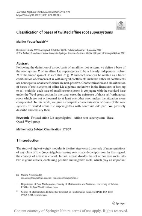 Classification Of Bases Of Twisted Affine Root Supersystems Request Pdf