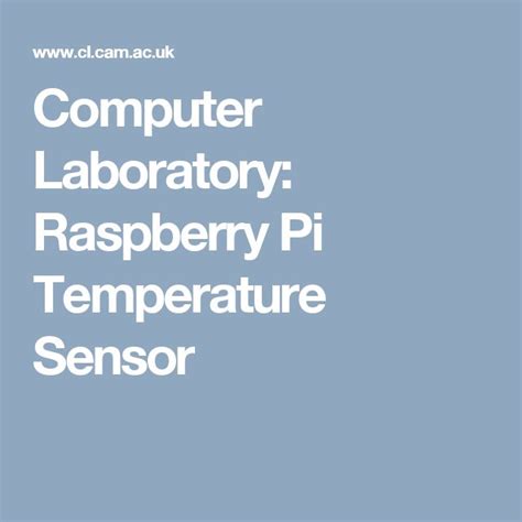 Computer Laboratory Raspberry Pi Temperature Sensor Raspberry Pi