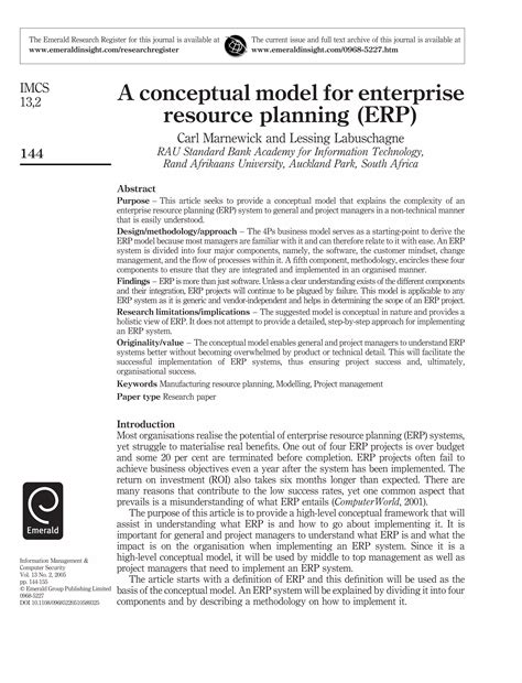 A Conceptual Model For Erp PDF