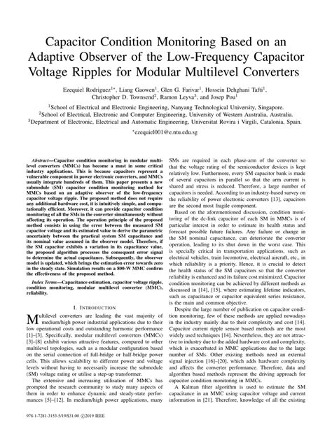 Pdf Capacitor Condition Monitoring Based On An Adaptive Observer Of The Low Frequency