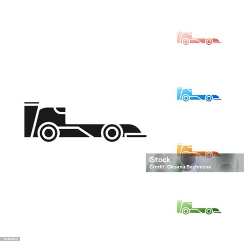 흰색 배경에 고립 된 검은 포뮬러 경주용 자동차 아이콘입니다 다채로운 아이콘을 설정합니다 벡터 일러스트레이션 경주용 자동차 자동차에 대한 스톡 벡터 아트 및 기타 이미지