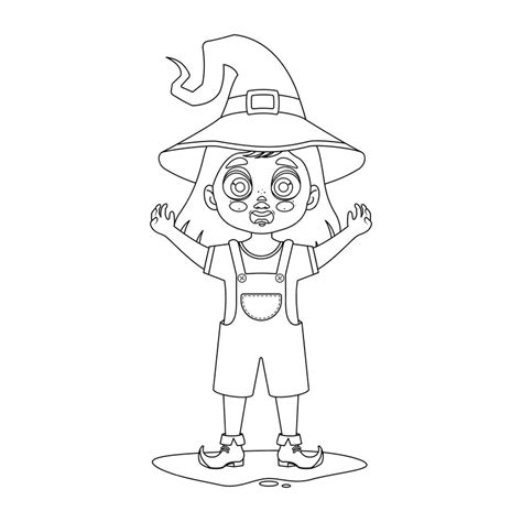 Premium Vector Girl In Witch Costume Vector Illustration