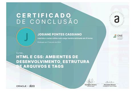 Concluí O Curso De Html E Css Na Alura Onde Aprendi A Criar Um Ambiente De Desenvolvimento