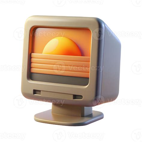 Serene Rustic A Vintage Computer Monitor Displaying A Original 57582369 PNG