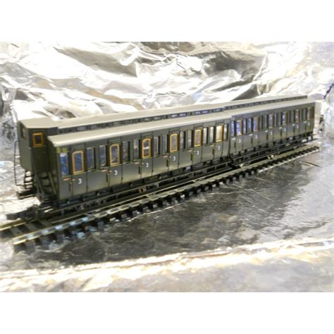 Roco 64014 Drg 2 X Coupled 6 Wheel Coaches 3rd Class Drg Green Mdr