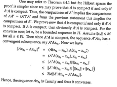 hilbert spaces linear operator is compact if and only if its adjoint