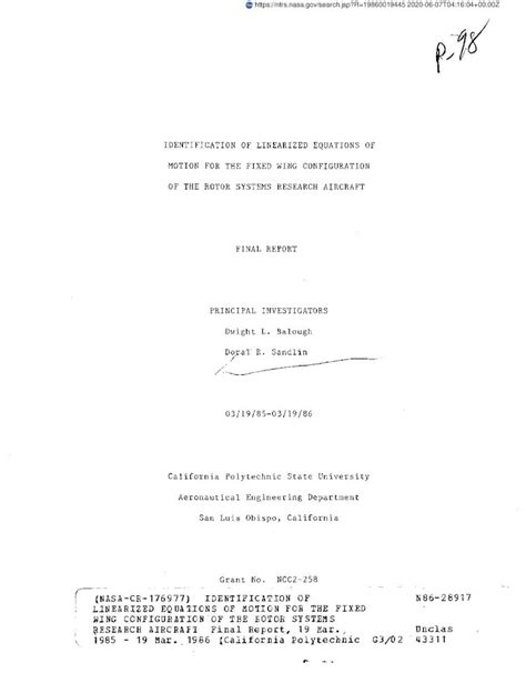 Pdf Identification Of Linearized Equations Of Motion …introduction The Rotor Systems Research